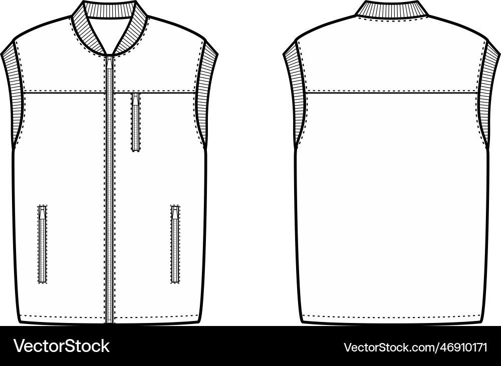 Work zipped vest front and back Royalty Free Vector Image