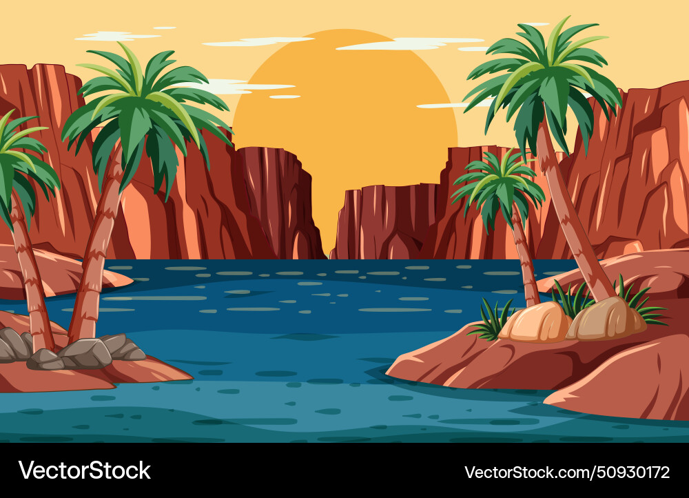 A serene tropical landscape Royalty Free Vector Image