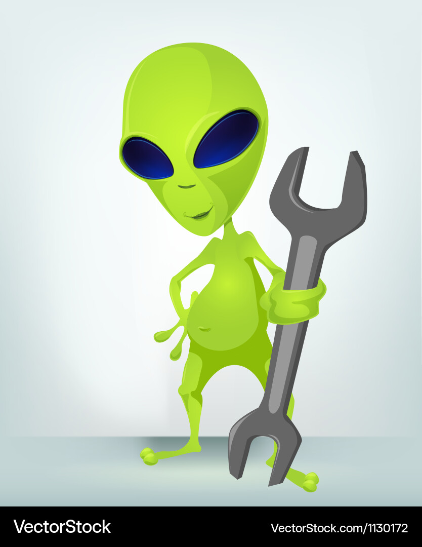 Cartoon mechanic alien Royalty Free Vector Image