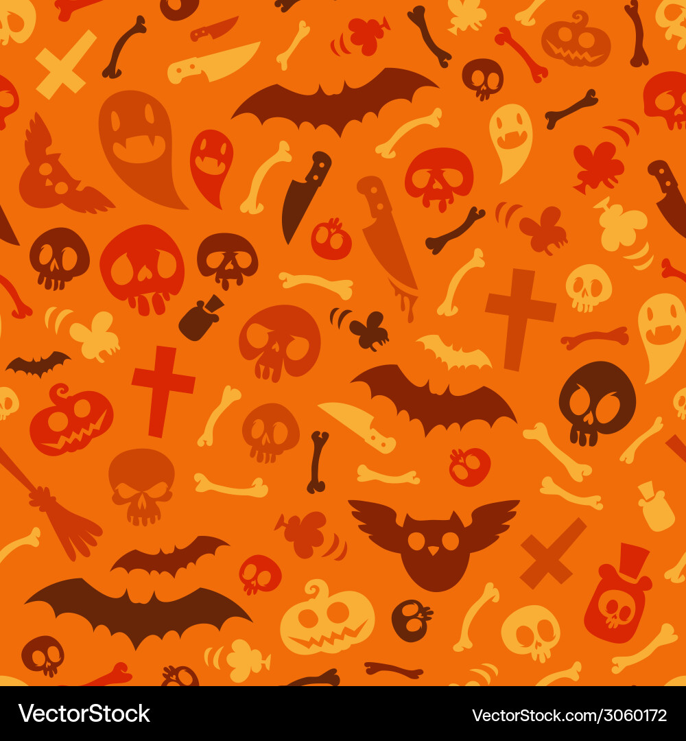 Halloween Seamless Pattern - Orange & Black Vector Image
