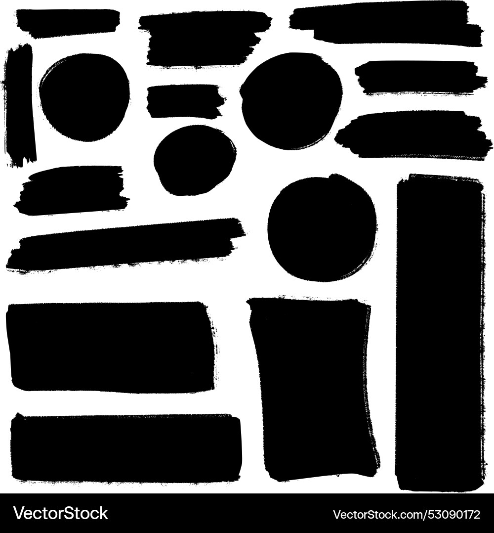 Hand drawn black rectangle inky paint brush Vector Image