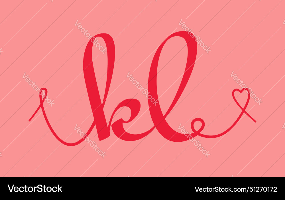 Kl initial wedding monogram calligraphy hand Vector Image