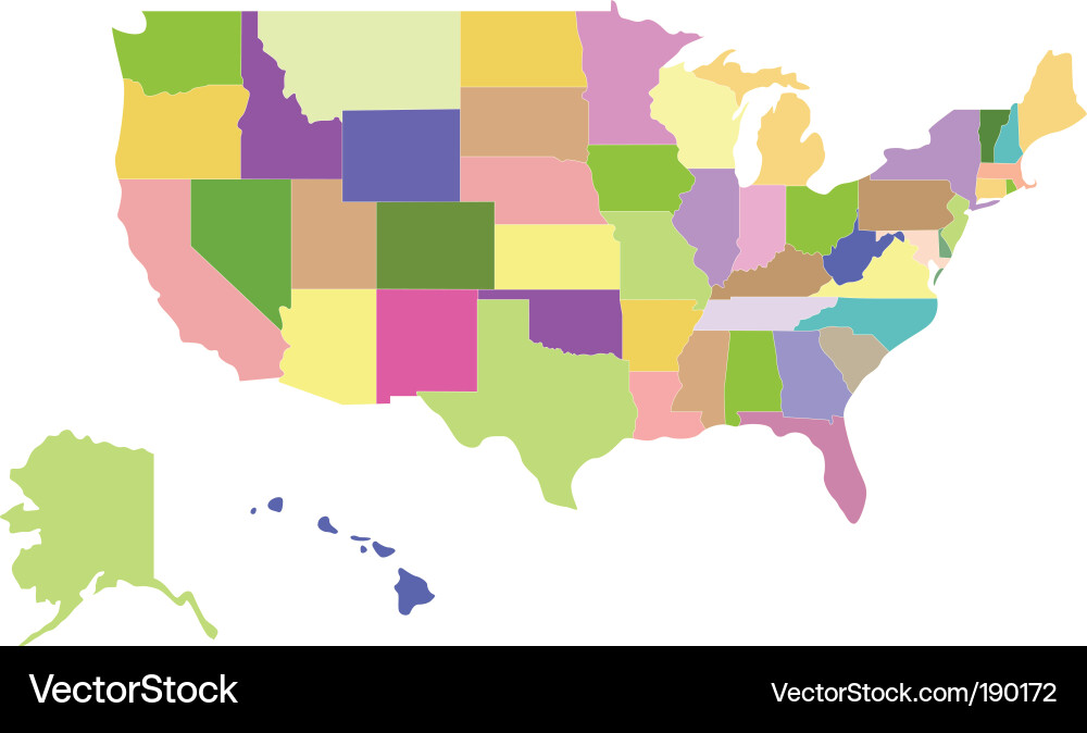Map of usa Royalty Free Vector Image - VectorStock