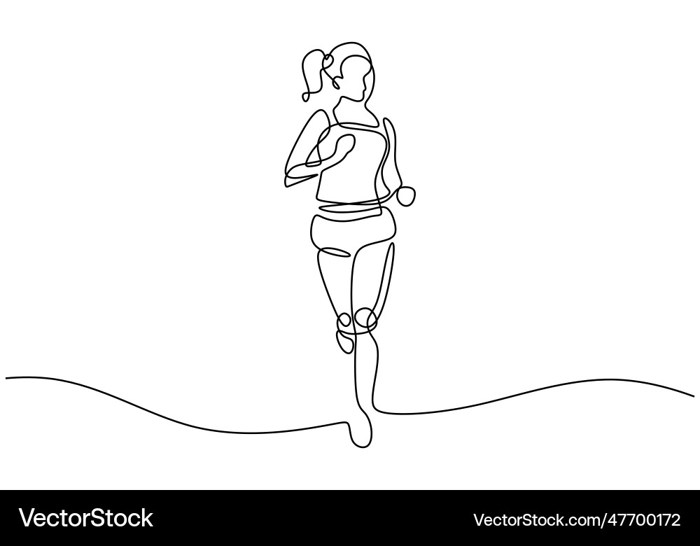Marathon running continuous one line drawing Vector Image