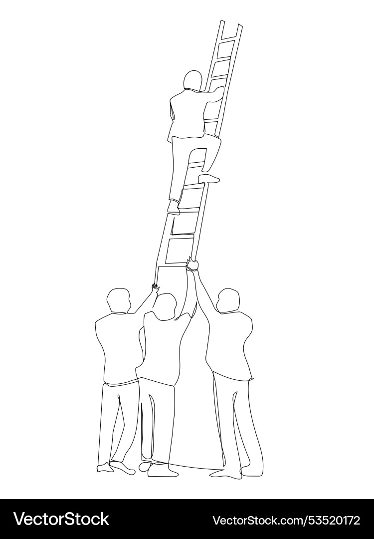 One continuous line drawing of team members Vector Image