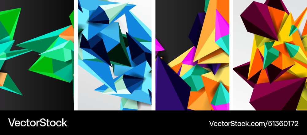 Set of triangle geometric low poly 3d shapes Vector Image