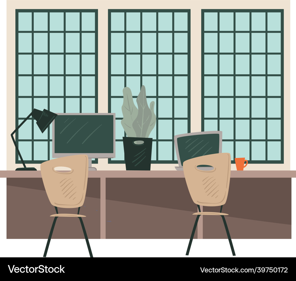 Simple interior design of working space in office Vector Image