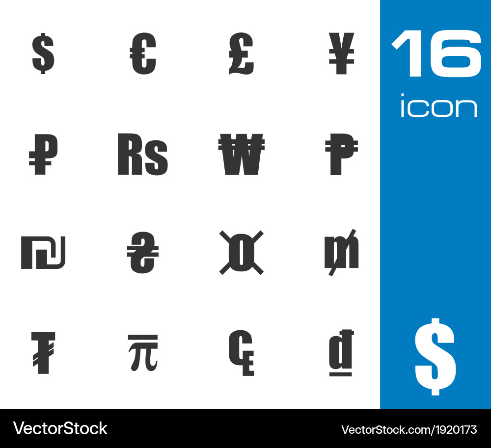 Schwarze Währungssymbole Set Lizenzfreies Vektorbild