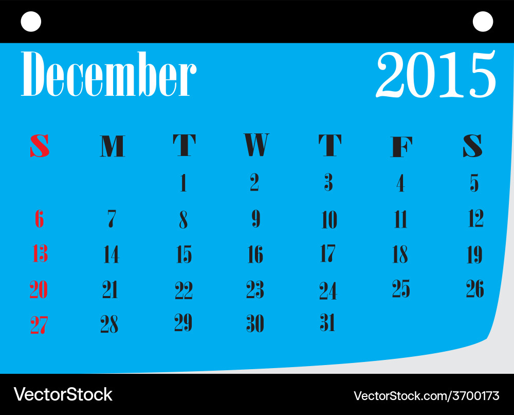 Calendar december 2015 – Royalty-Free Vector | VectorStock