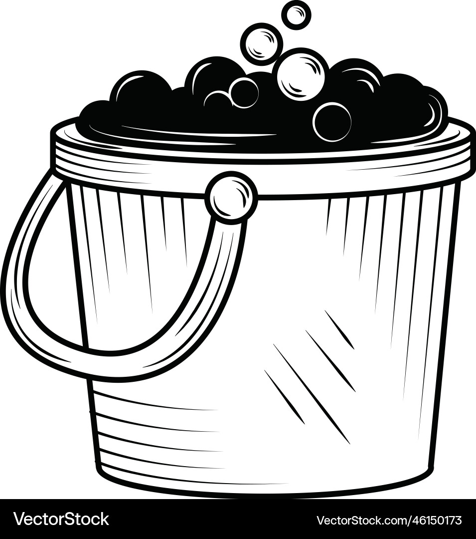 Cleaning bucket with bubbles Royalty Free Vector Image