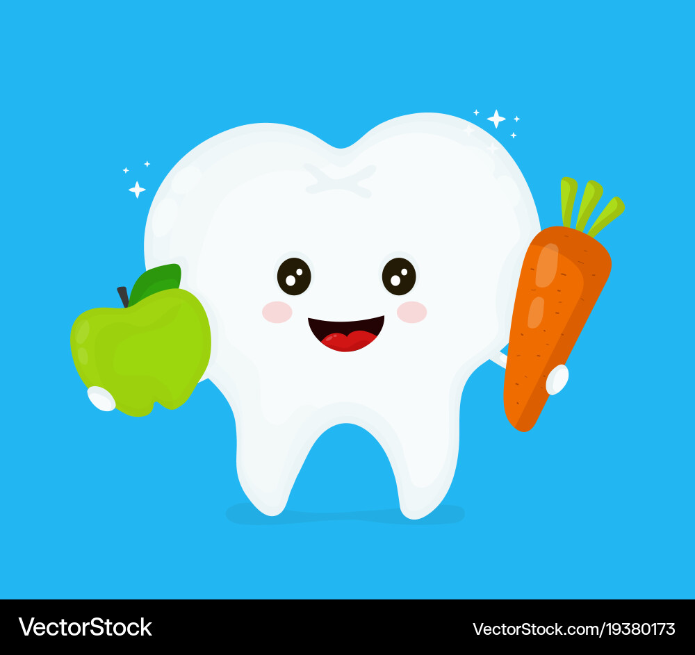 Cute smiling happy healthy tooth Royalty Free Vector Image