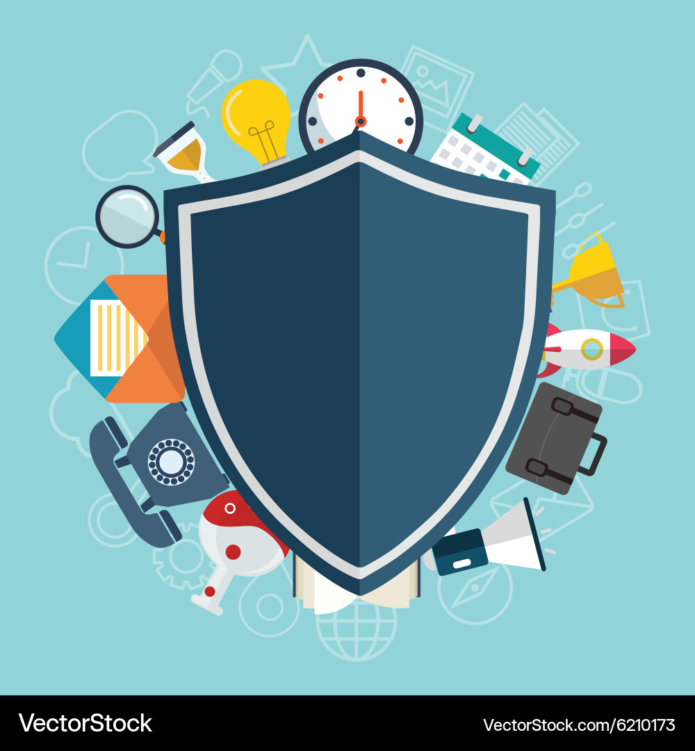 Data protection and safe work flat design Vector Image