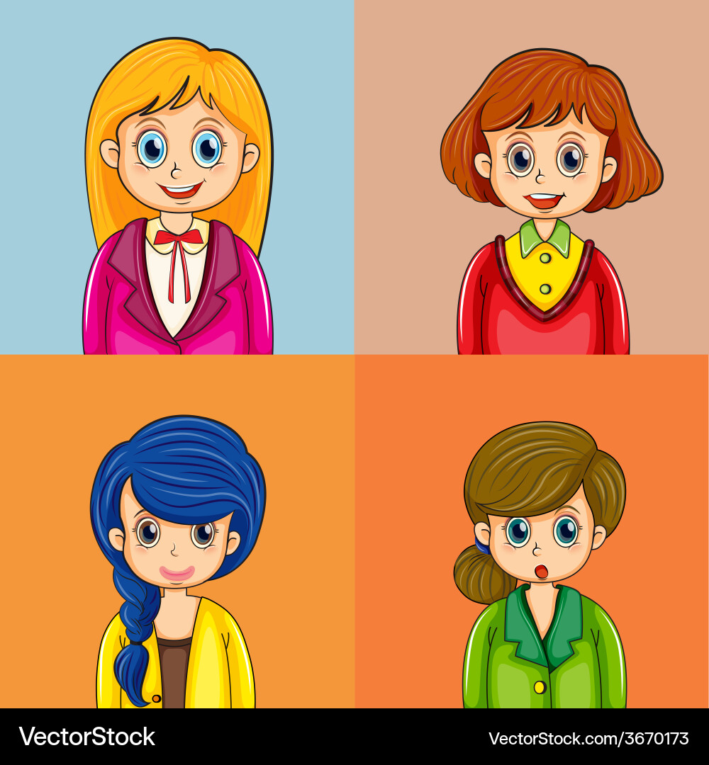 Four squares woman Royalty Free Vector Image - VectorStock