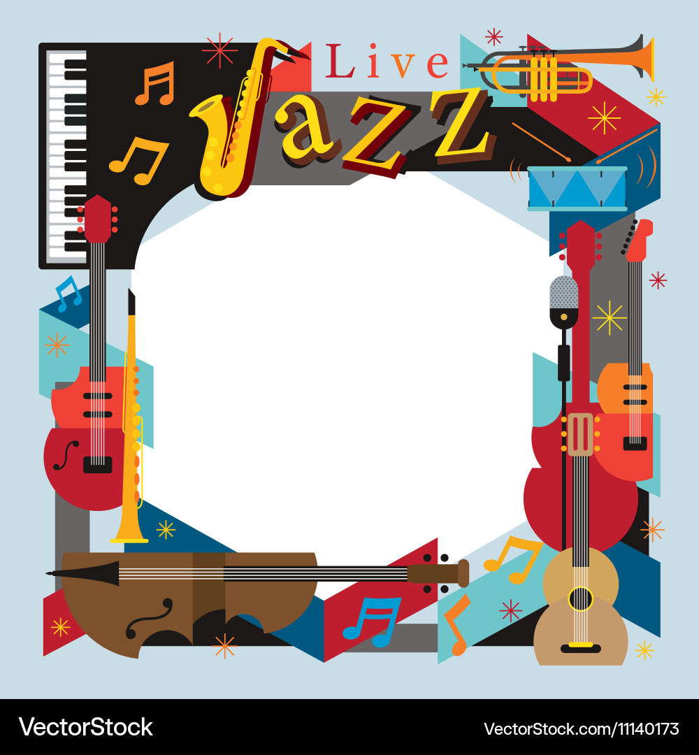 Jazz music instruments frame Royalty Free Vector Image