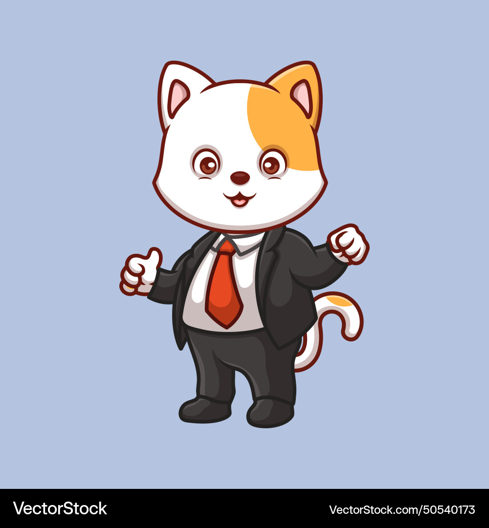 Manager white cat cute cartoon Royalty Free Vector Image