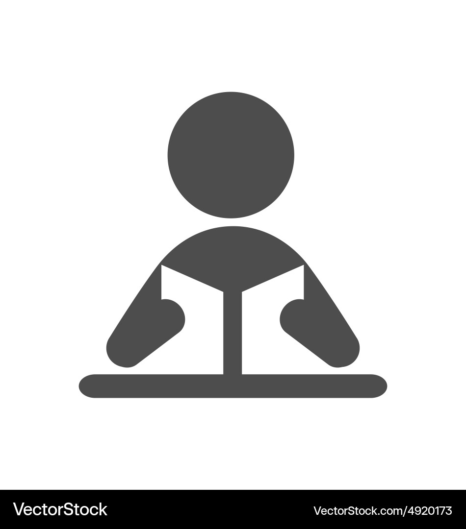 Read book man flat icon pictograph isolated Vector Image