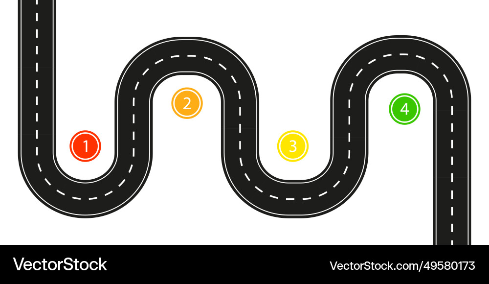 Route infographic template winding asphalt road Vector Image