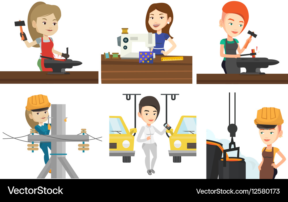 Set of industrial workers Royalty Free Vector Image