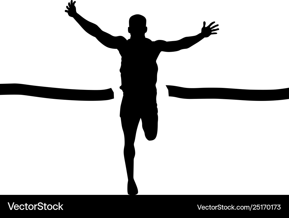 Silhouette Crossing Finish Line Royalty Free Vector Image