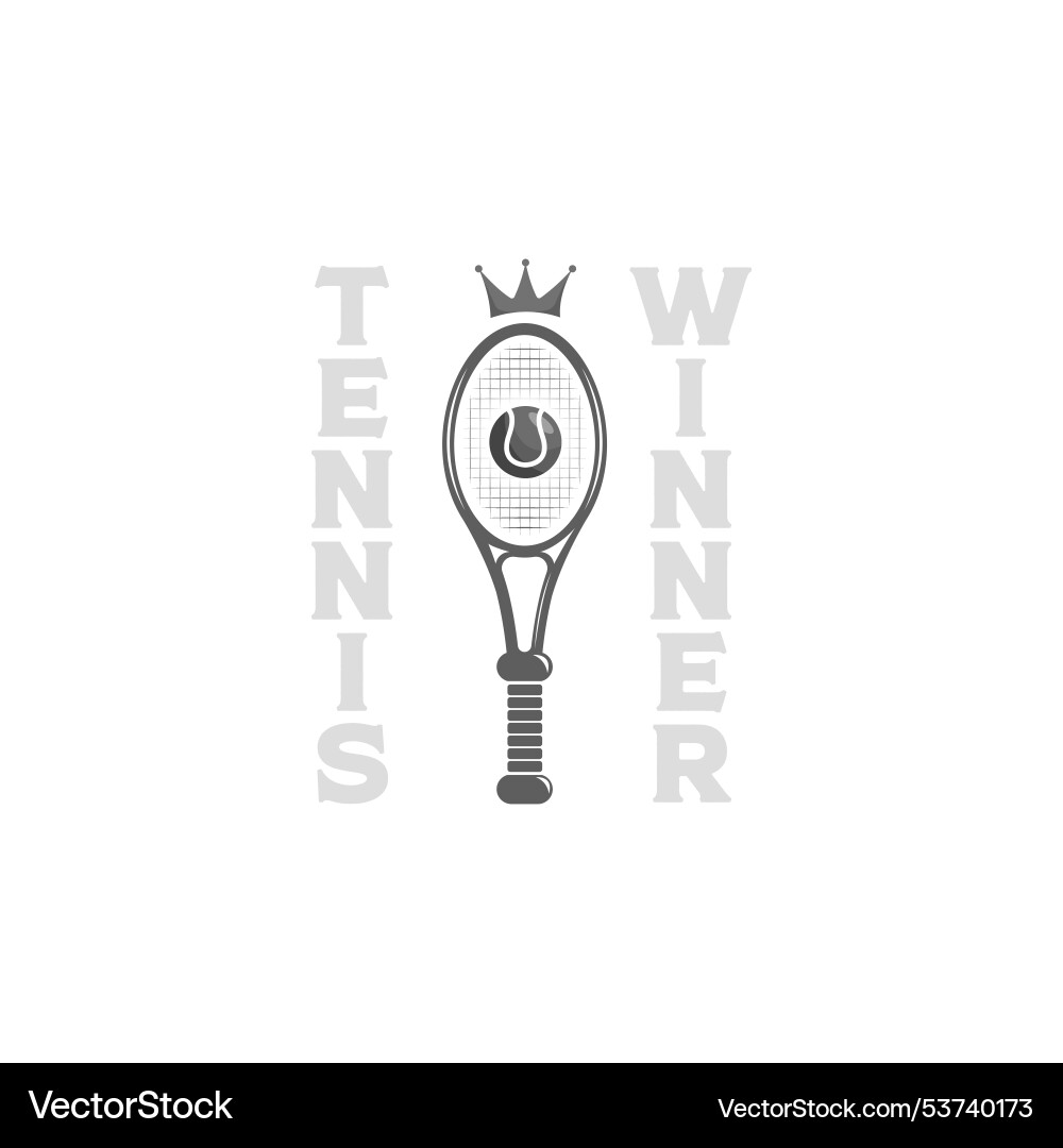 Simple tennis racket logo with typography Vector Image