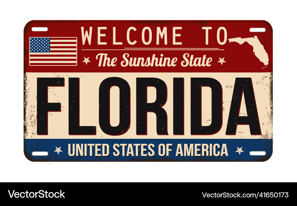 Vintage Rusty Florida License Plate Royalty Free Vector