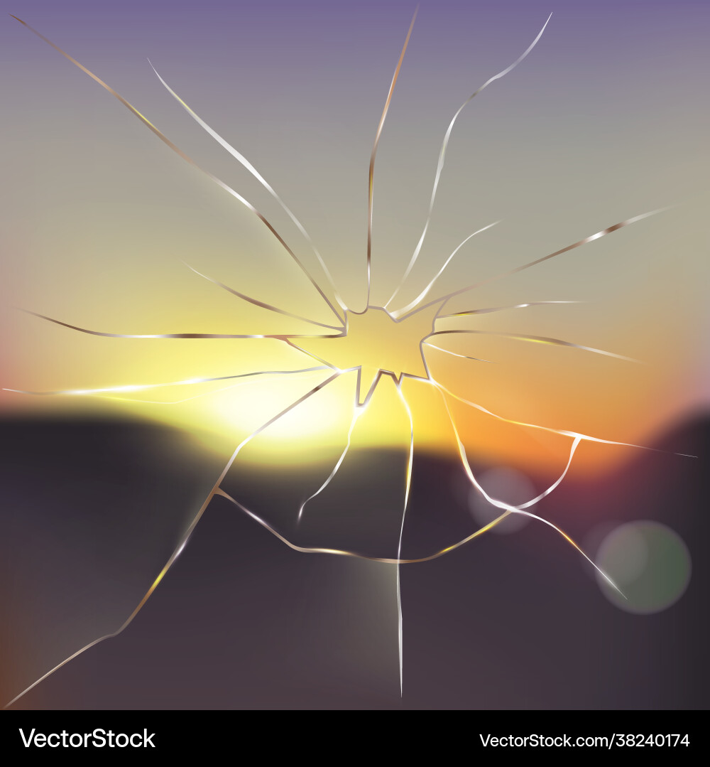 Broken and cracked window glass realistic Vector Image