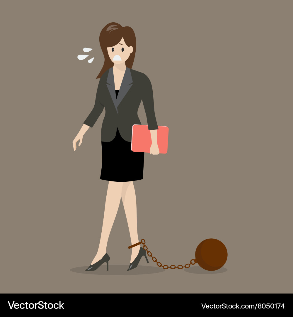 Business woman with weight burden Royalty Free Vector Image
