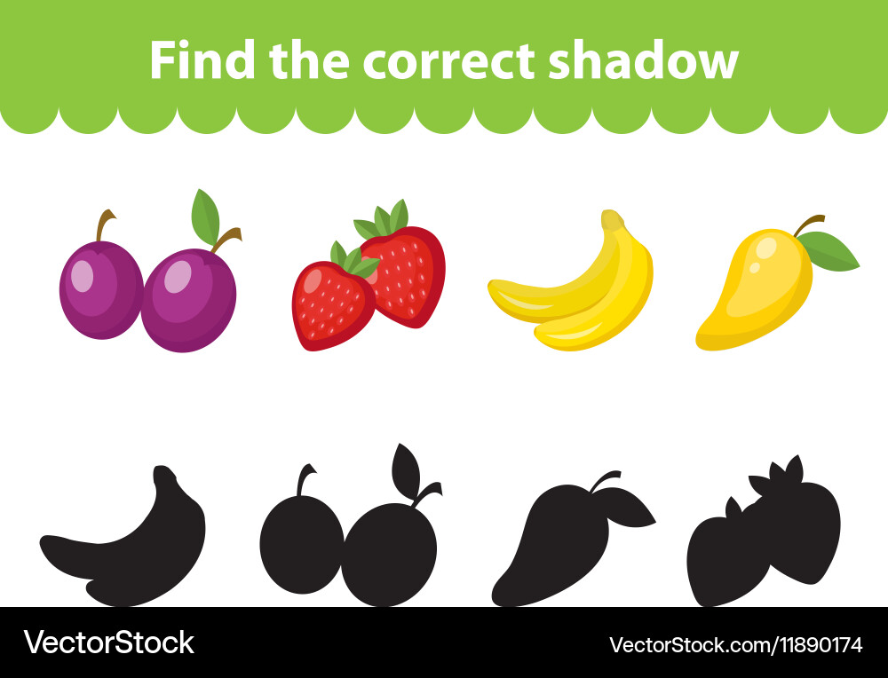 Children s educational game find correct shadow Vector Image
