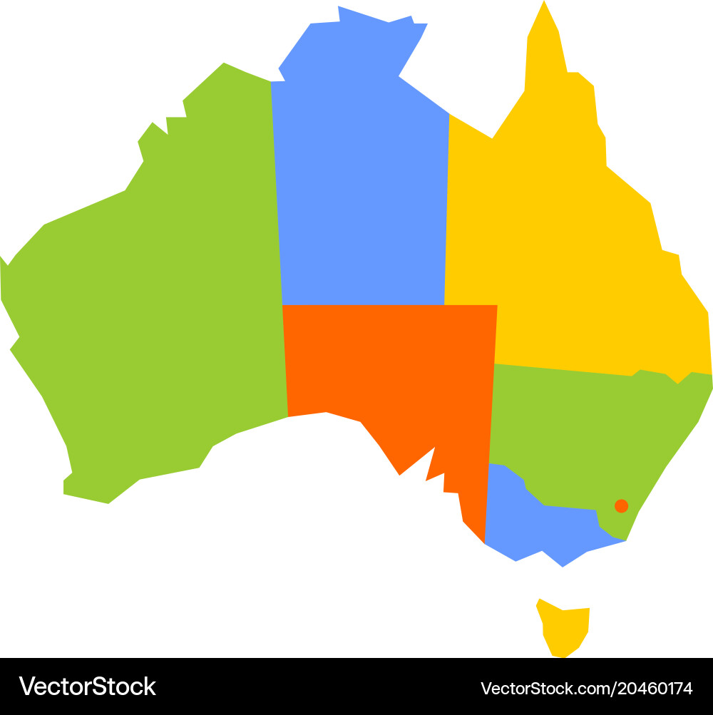 Colorful blank map of australia Royalty Free Vector Image
