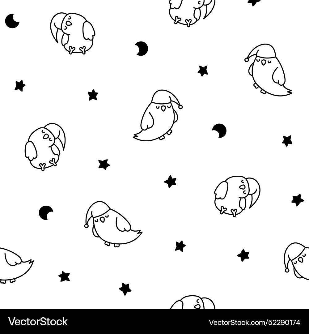 Cute cartoon pet birds coloring page Royalty Free Vector