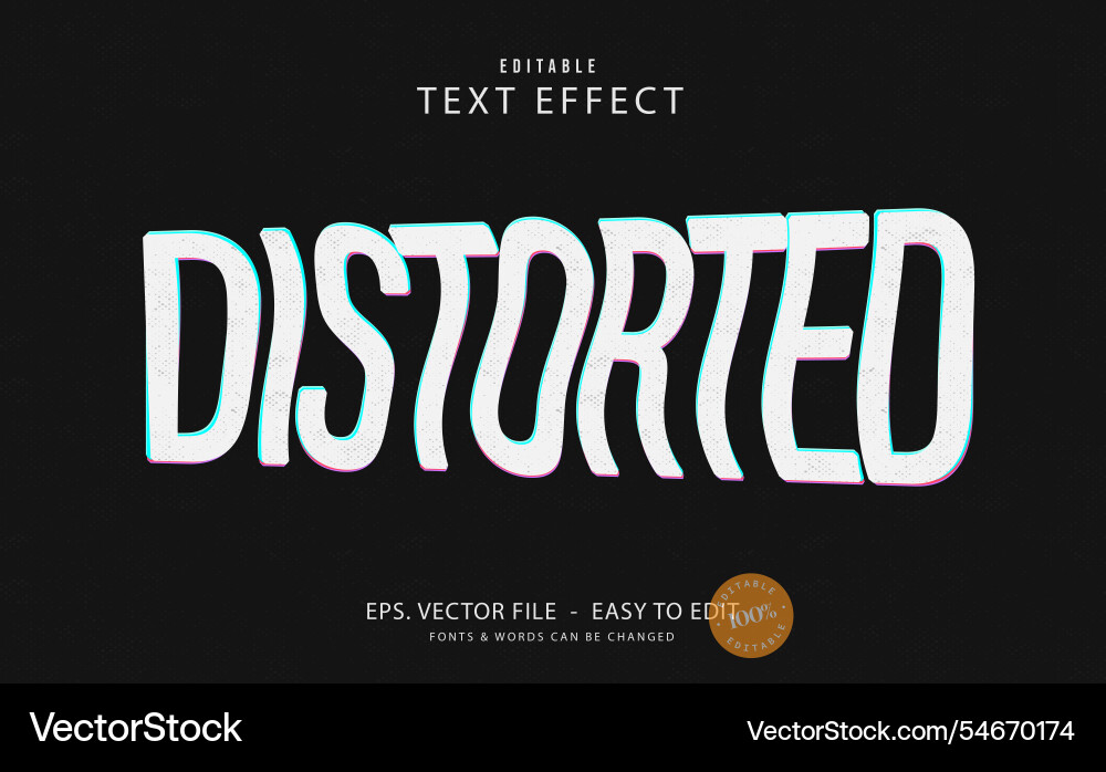 Distorted trend editable text effect Royalty Free Vector