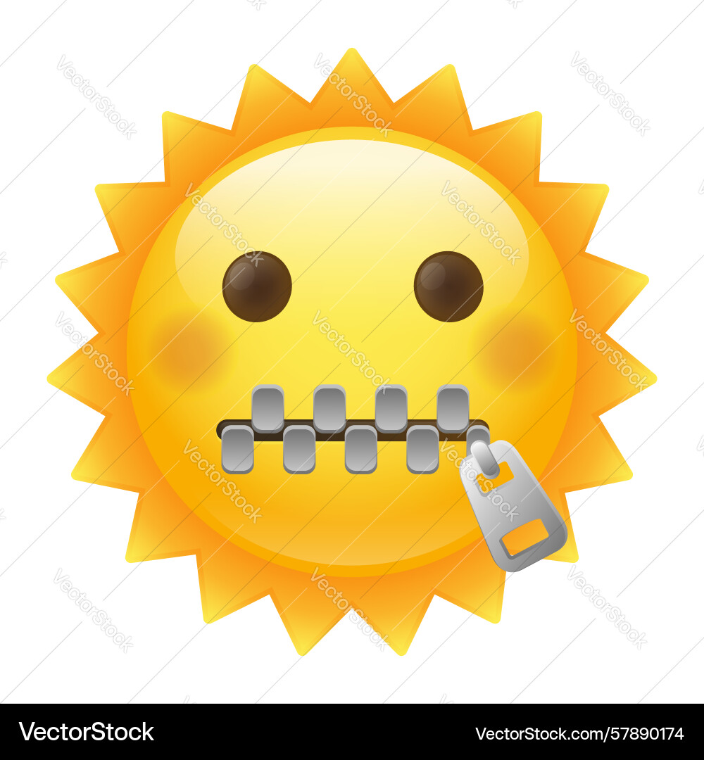 Happy sun zipper silence Royalty Free Vector Image