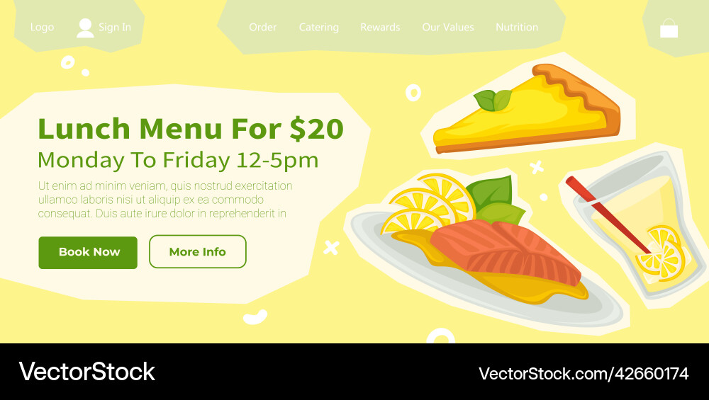 Lunch menu monday to friday restaurant website Vector Image