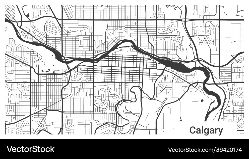 Map calgary city alberta canada horizontal Vector Image
