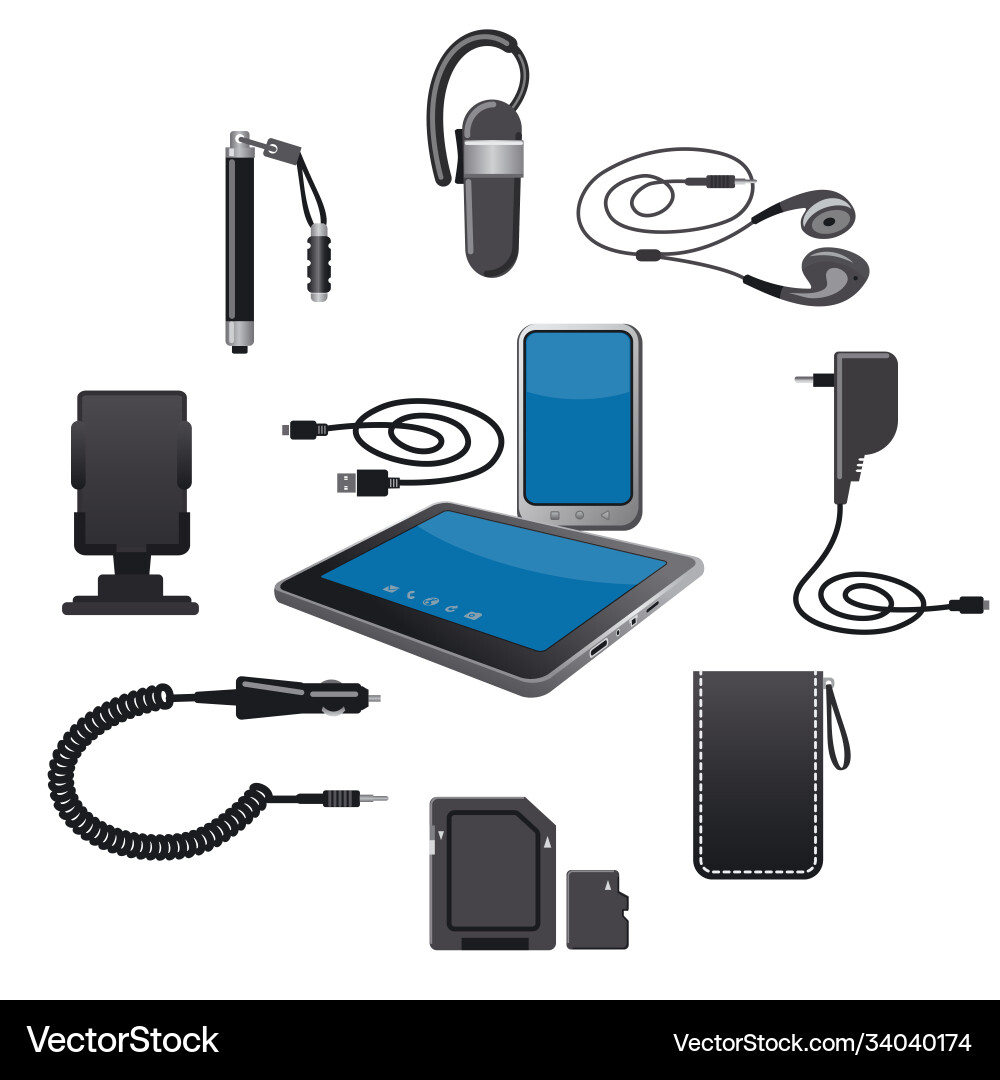 Mobile devices accessories Royalty Free Vector Image