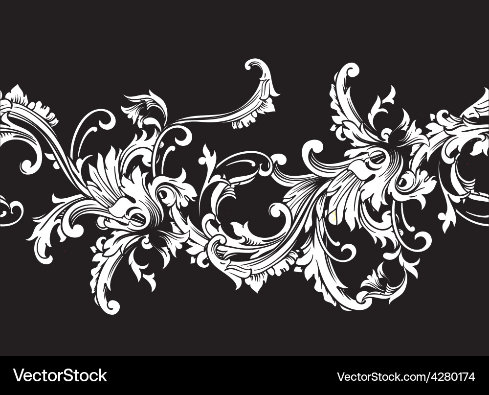Ornamental border frame baroque pattern seamless Vector Image