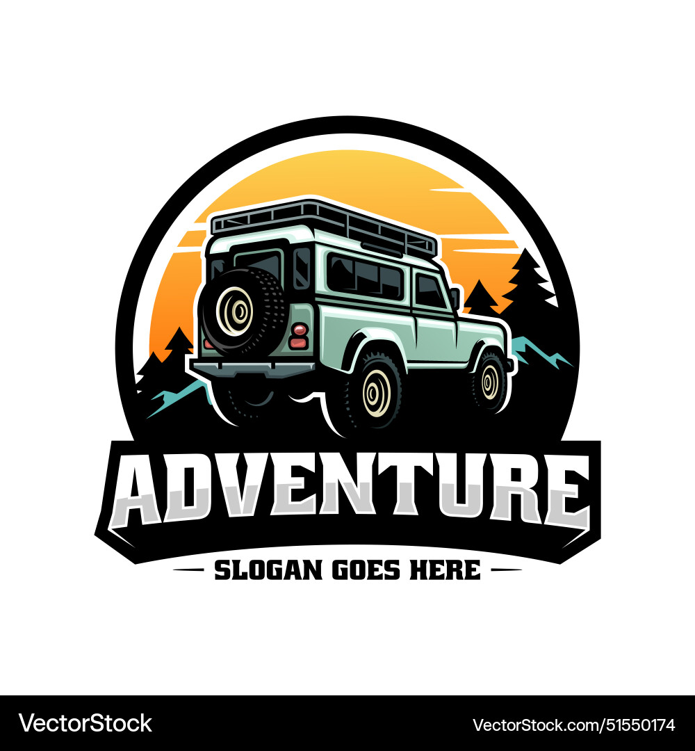 Overland offroad 4x4 vehicle logo Royalty Free Vector Image
