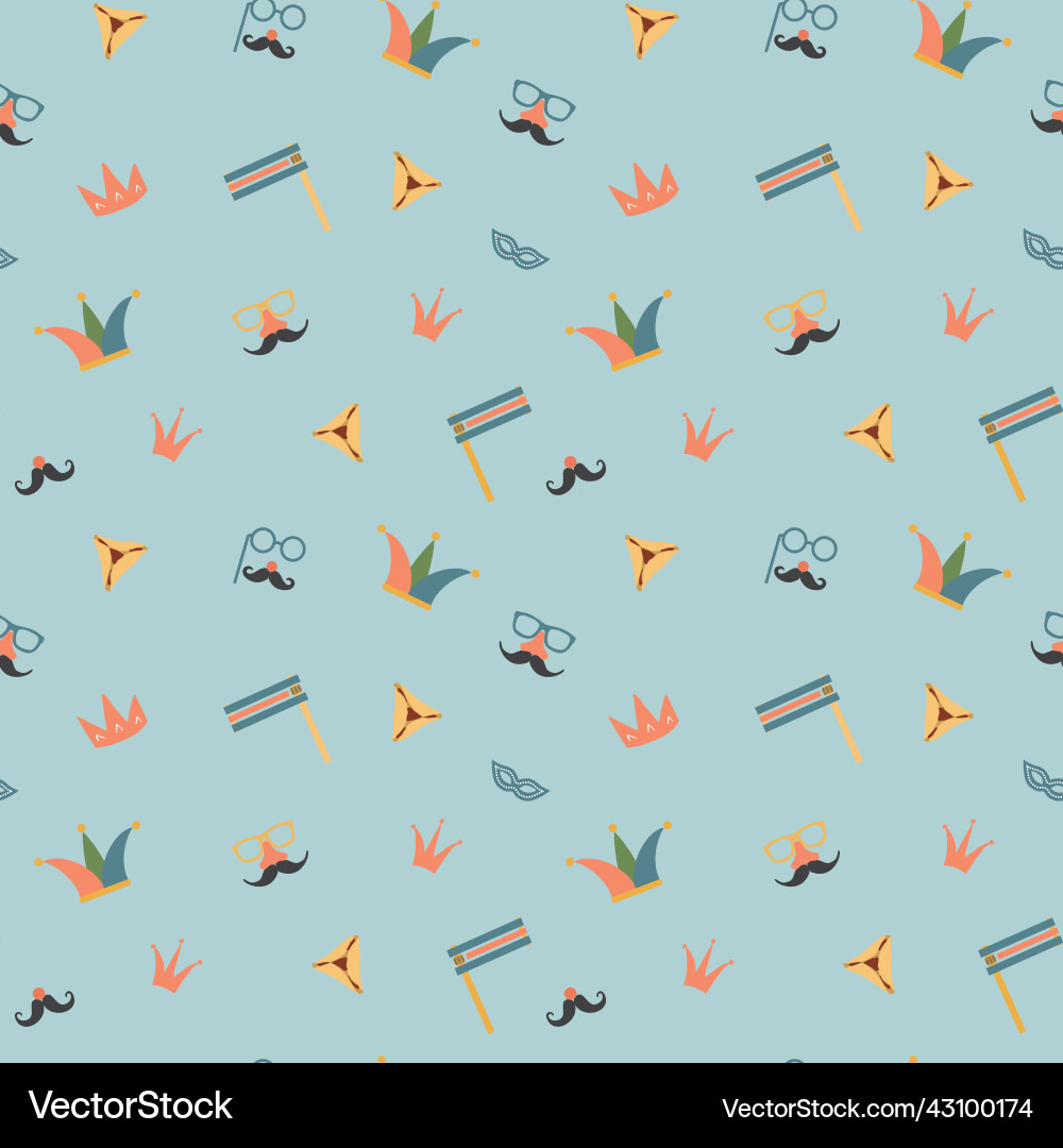 Purim seamless pattern traditional jewish holiday Vector Image