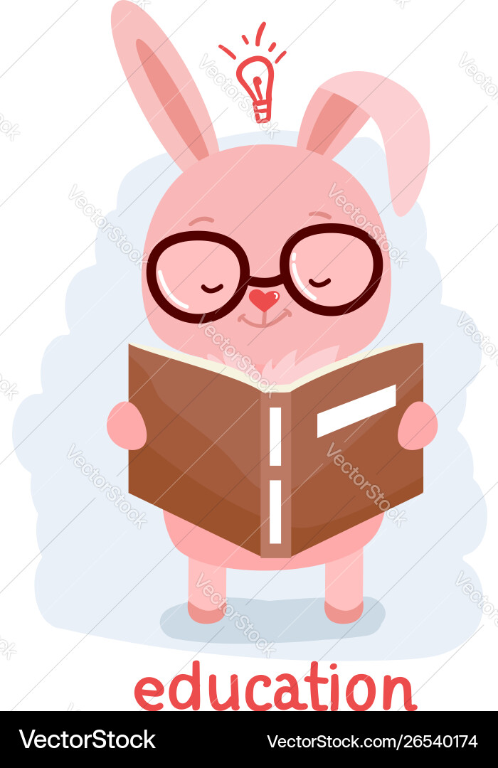 Rabbit reading a book Royalty Free Vector Image