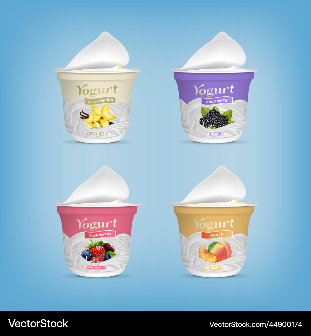 Realistic detailed 3d open yogurt packaging Vector Image