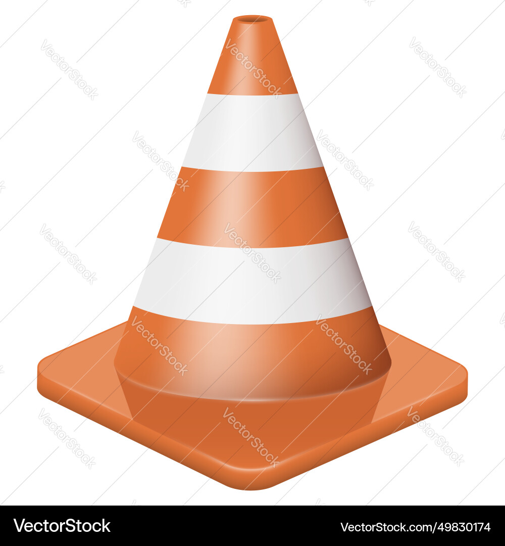Realistic orange plastic striped traffic cone Vector Image