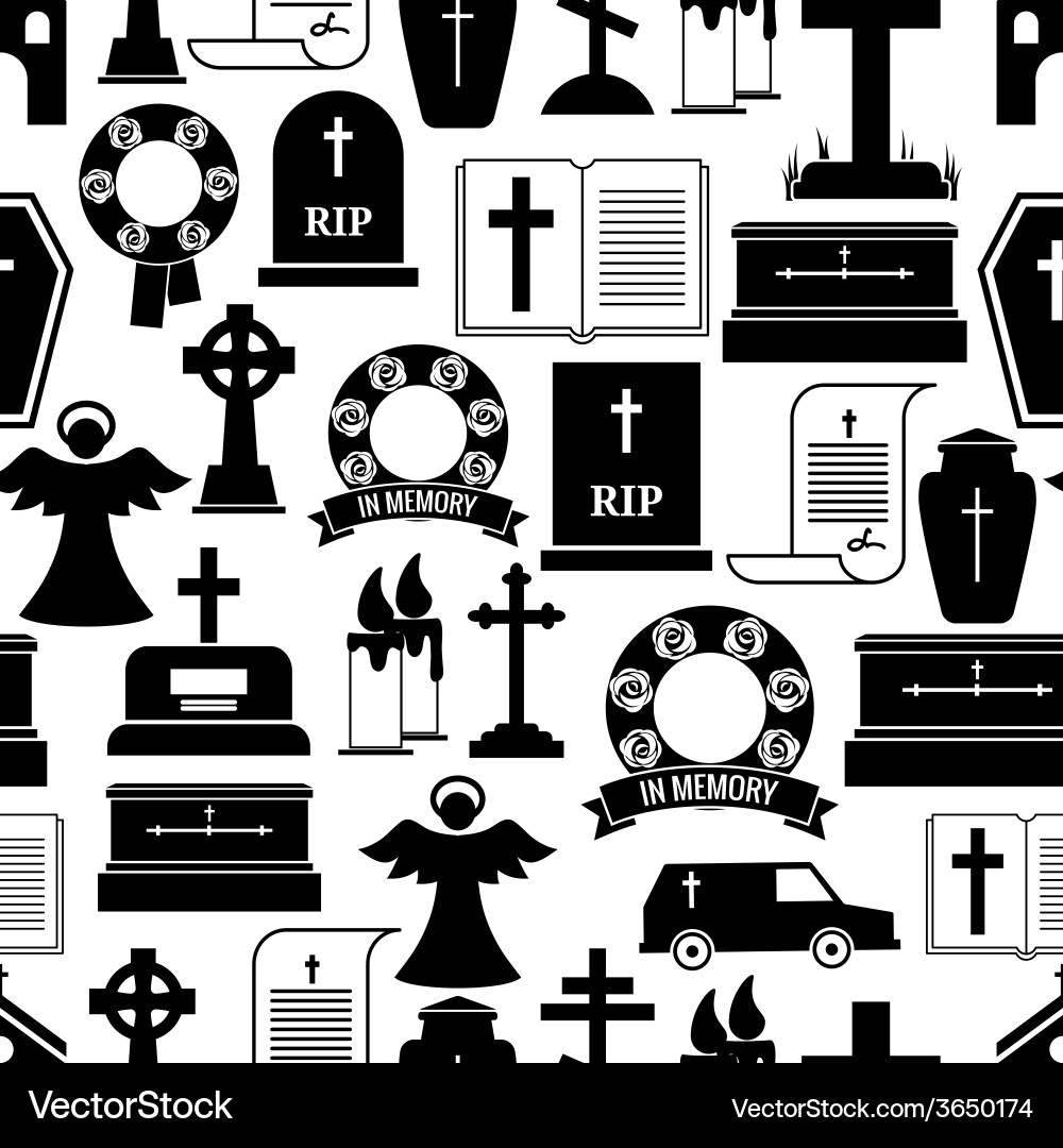 Rip and funeral background pattern Royalty Free Vector Image
