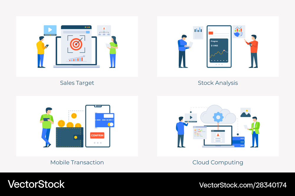 Seo flat pack Royalty Free Vector Image - VectorStock