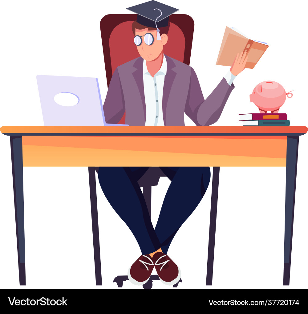 Studying flat composition Royalty Free Vector Image