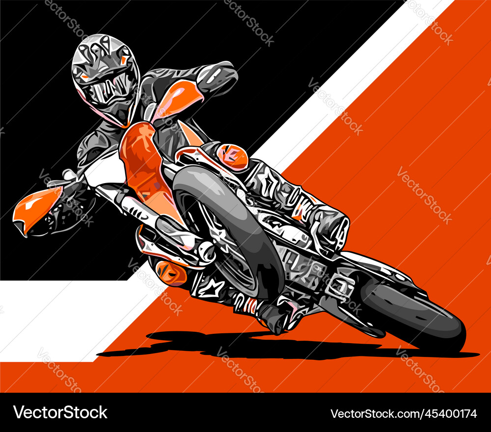 Supermoto rider is cornering Royalty Free Vector Image