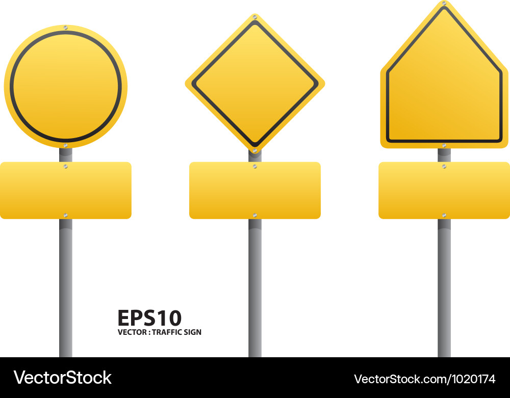 Traffic sign yellow color Royalty Free Vector Image