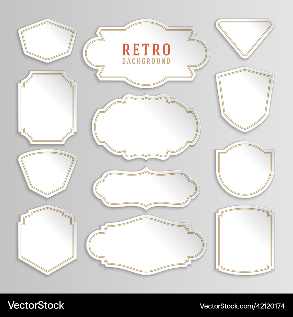 Vintage white stickers and labels set Royalty Free Vector