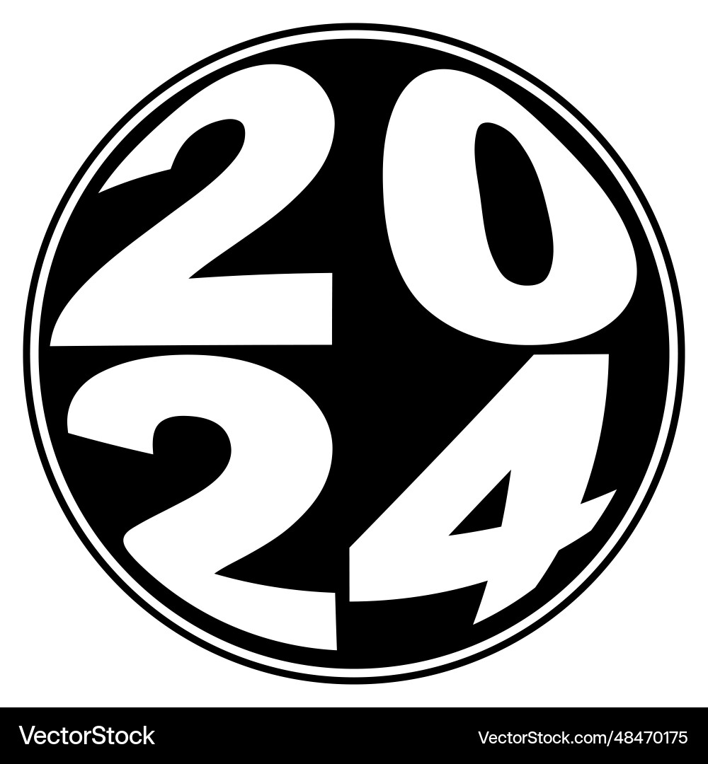 2024 greeting round lettering logo Royalty Free Vector Image