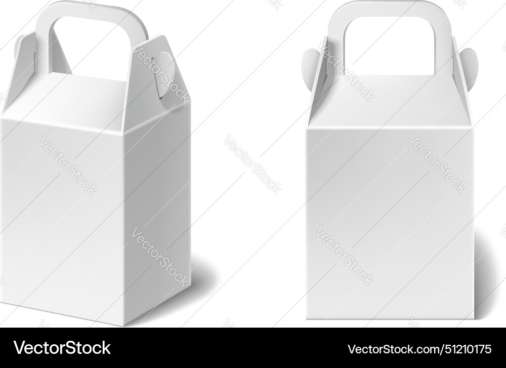 3d paper gift box mockup white lunch package Vector Image