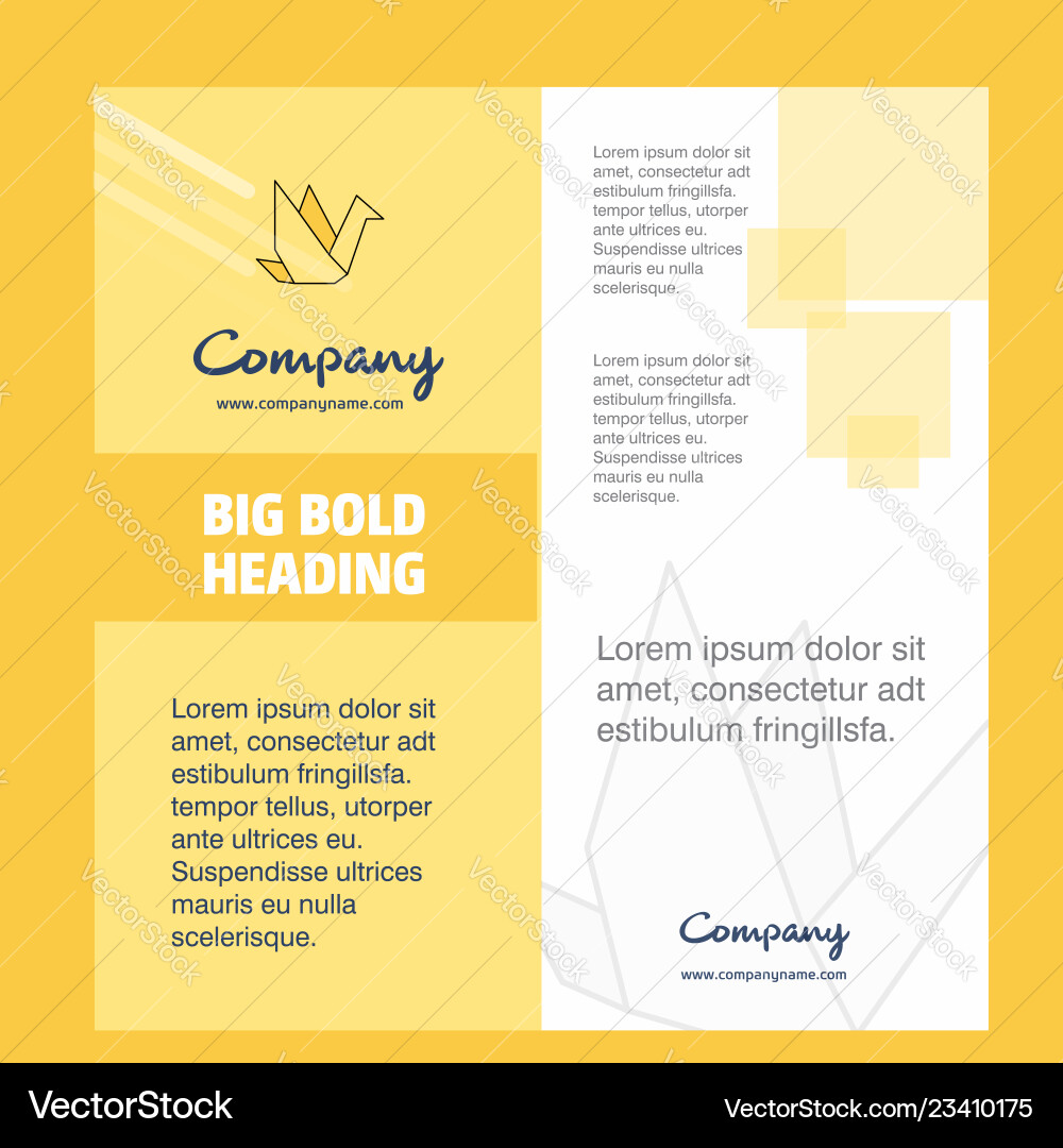 Bird company brochure title page design Royalty Free Vector